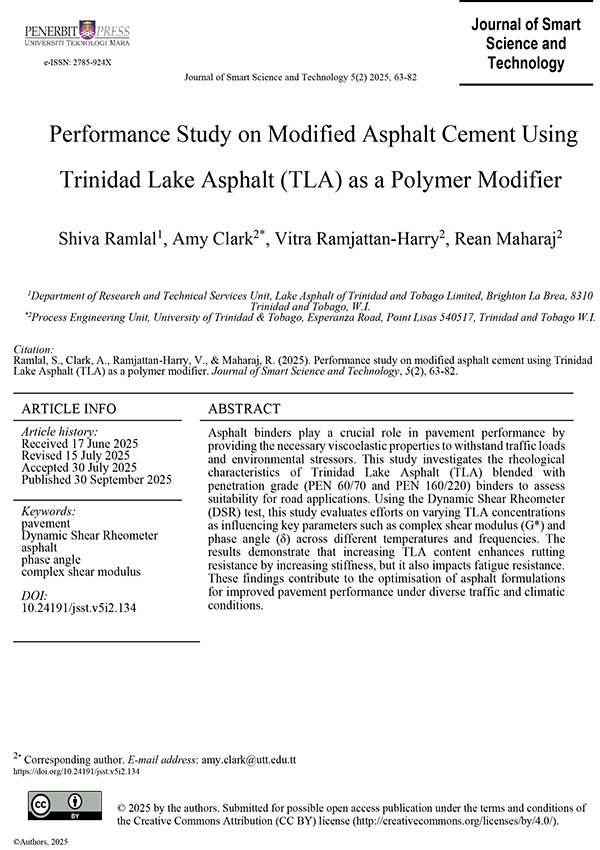 Performance Study on Modified Asphalt Cement Using Trinidad Lake ...